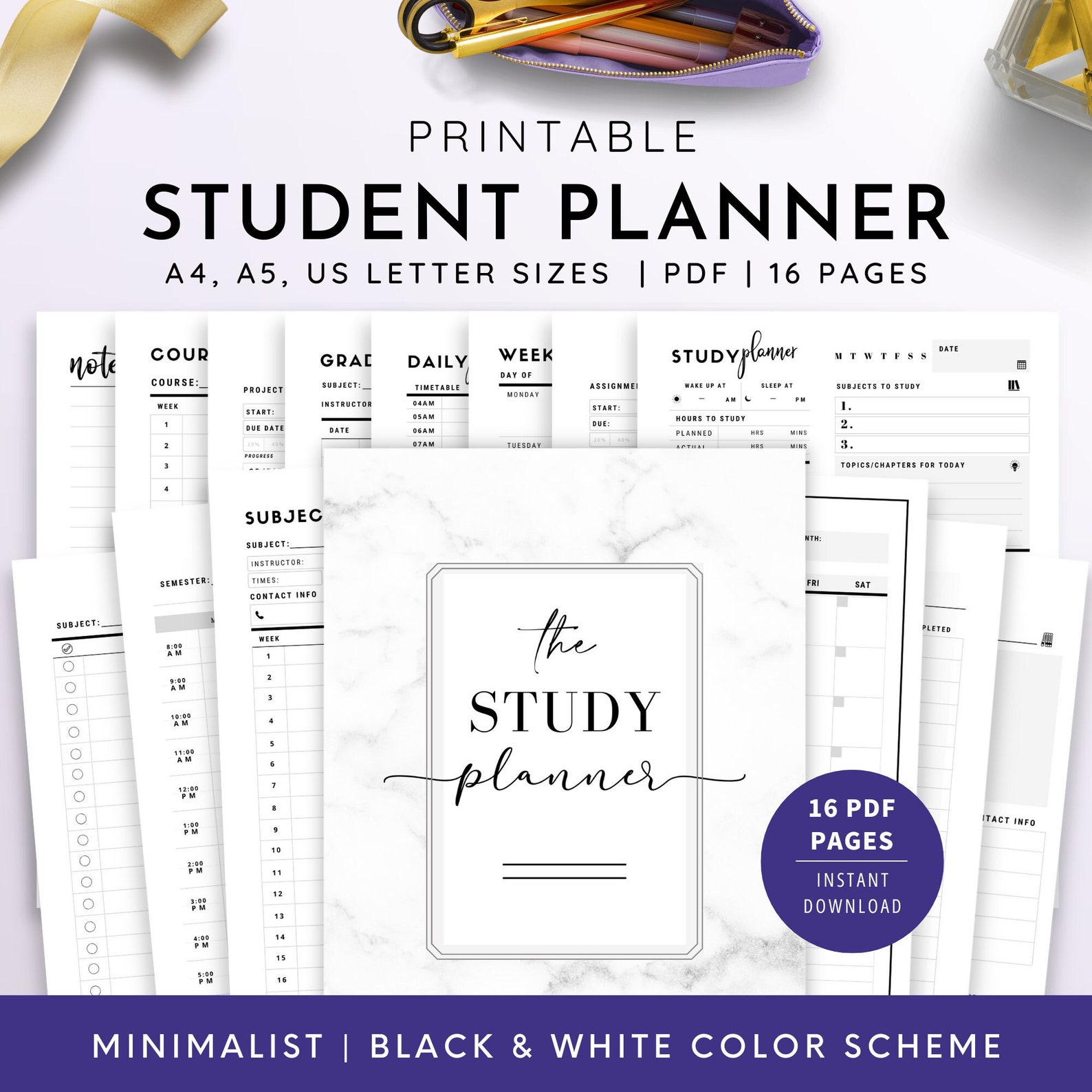 Student Planner Printable , Study Planner, School Planner, College ...