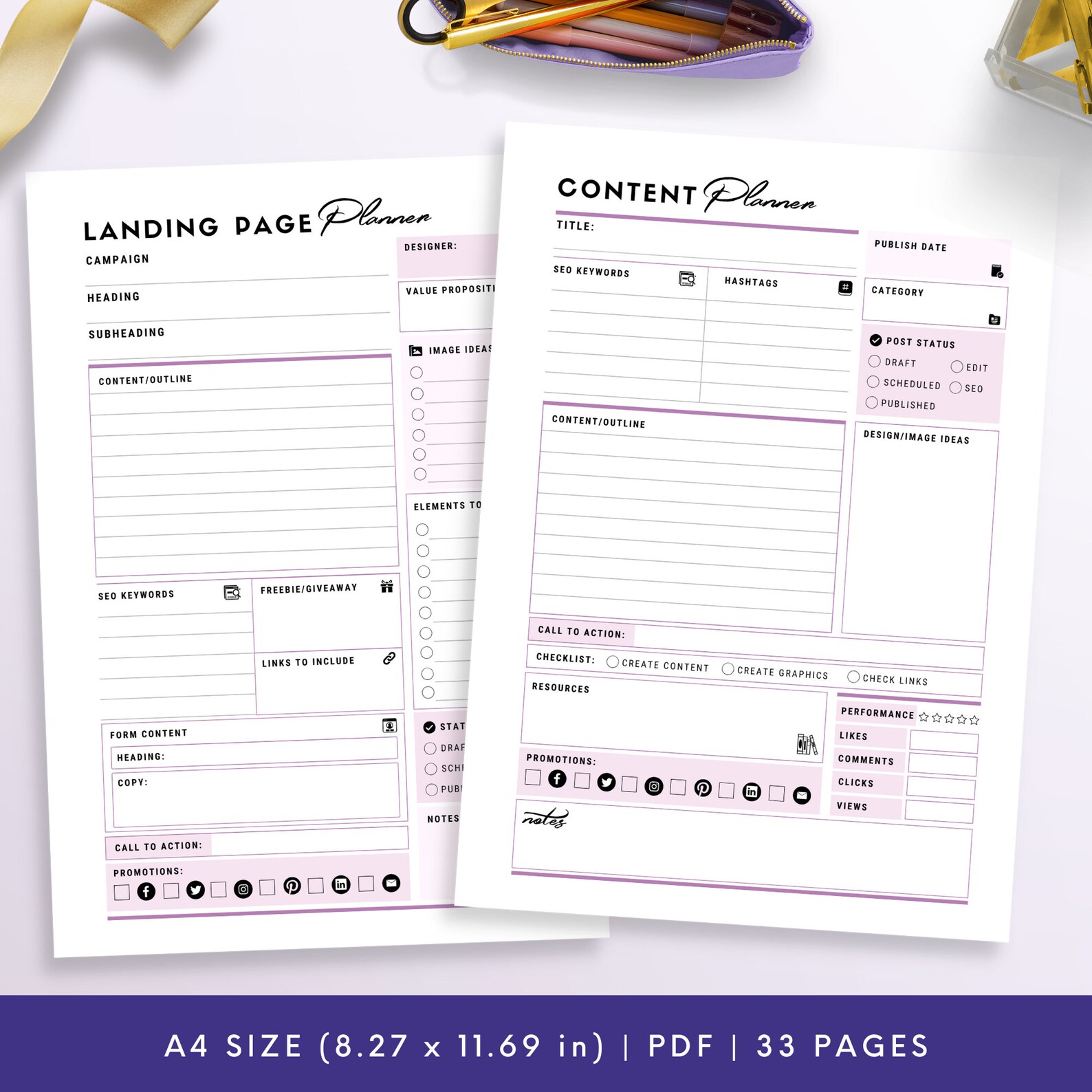 A4, Marketing Campaign Planner, 33 Pages, Marketing Campaign Templates ...