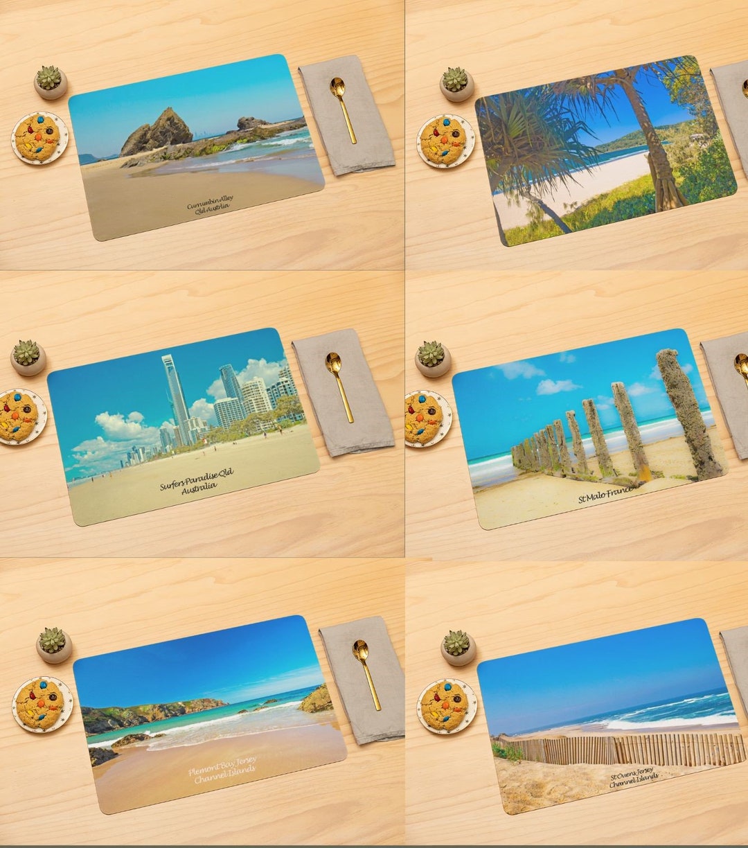 Beach Scenes on Set of 4 Place Mats - Etsy