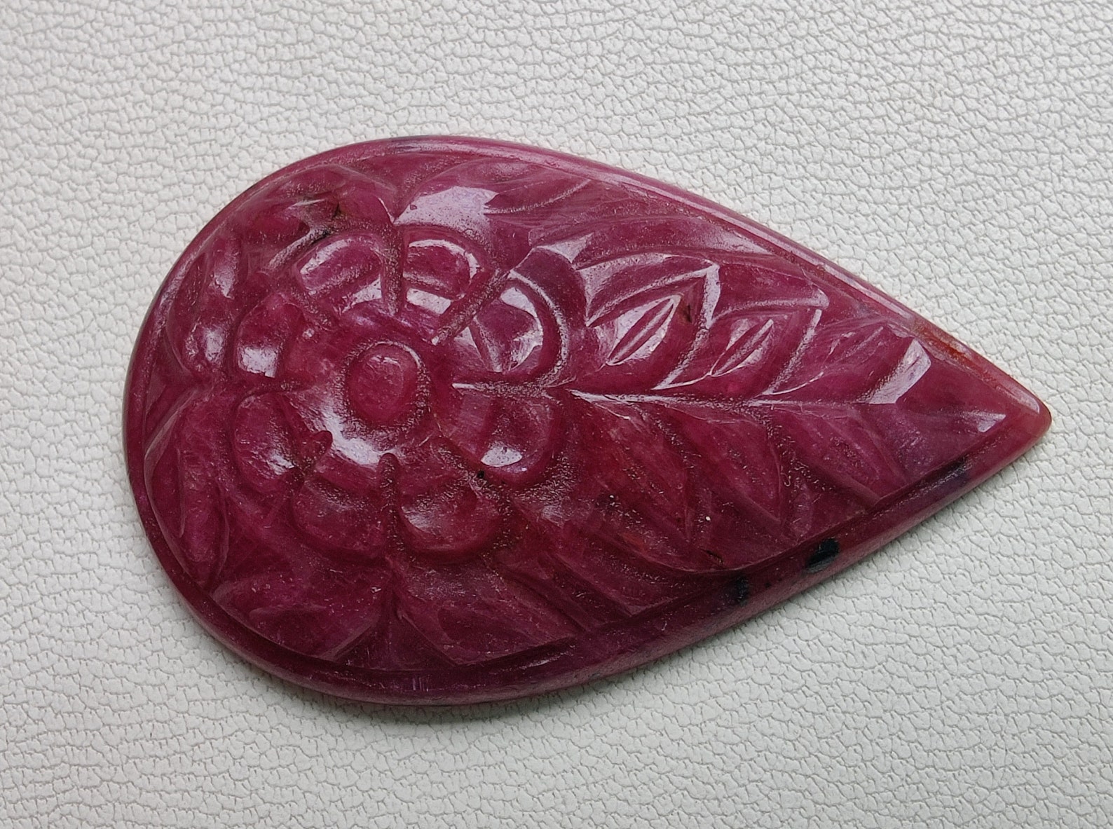 Natural Ruby Carved Gemstone, Natural Ruby Hand Carved, Ruby Pear Shape ...