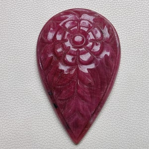 Natural Ruby Carved Gemstone, Natural Ruby Hand Carved, Ruby Pear Shape ...