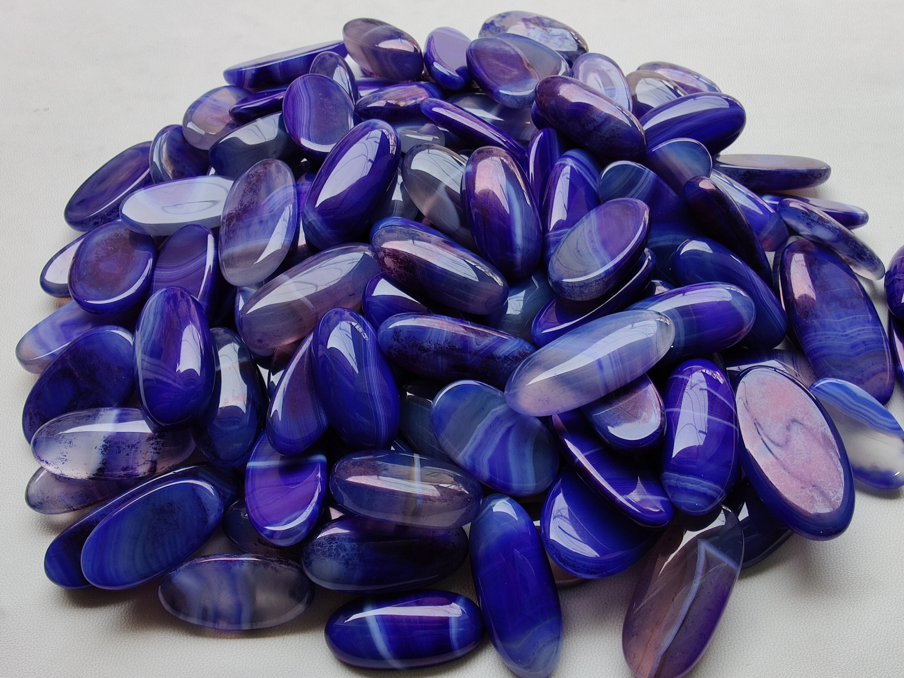Blue Dyed Banded Onyx Lot, Onyx Oval Shape Cabochon Loose Gemstone ...