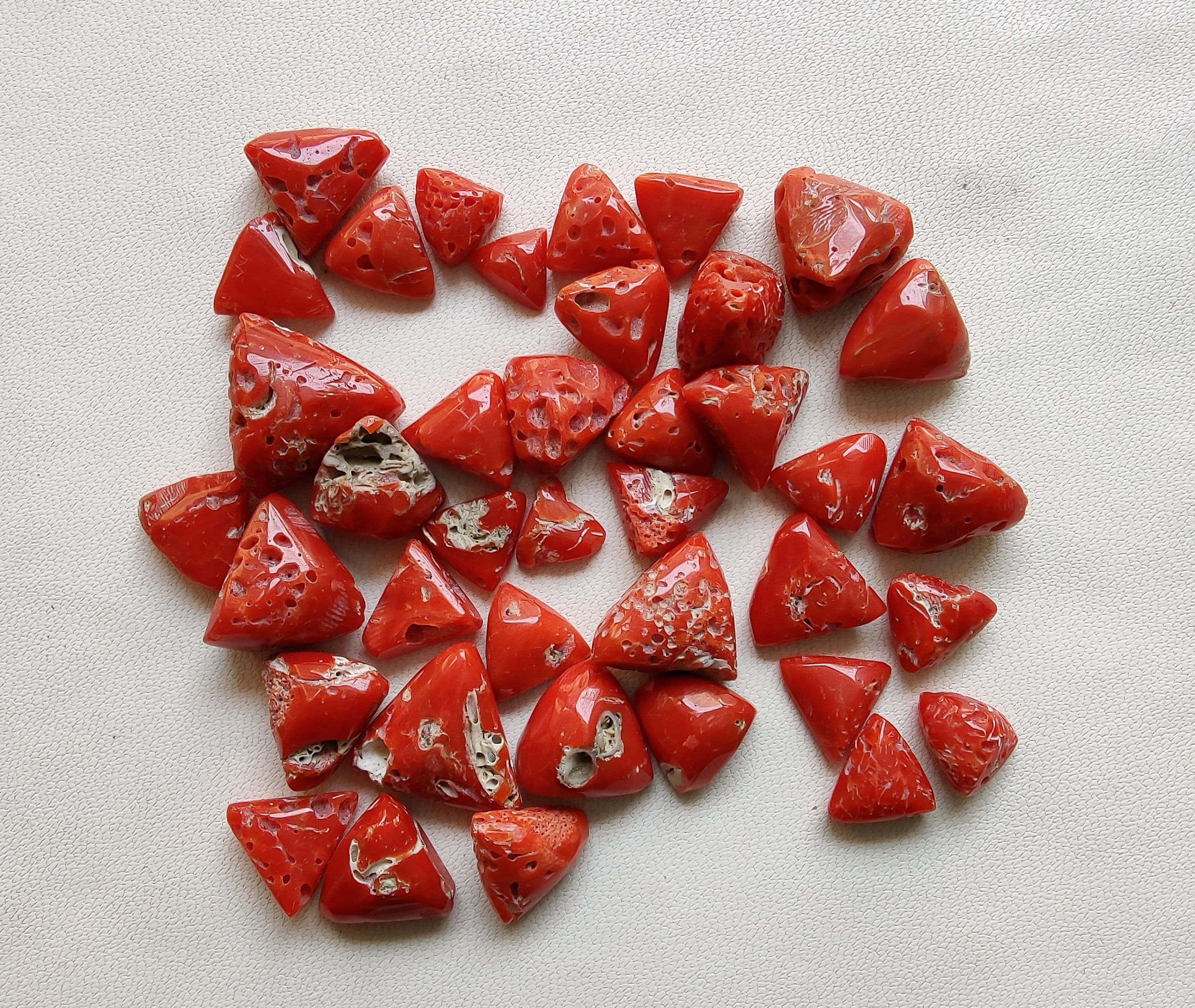 SALE Natural Italian Coral Cabochon Red Coral Triangle Shape | Etsy