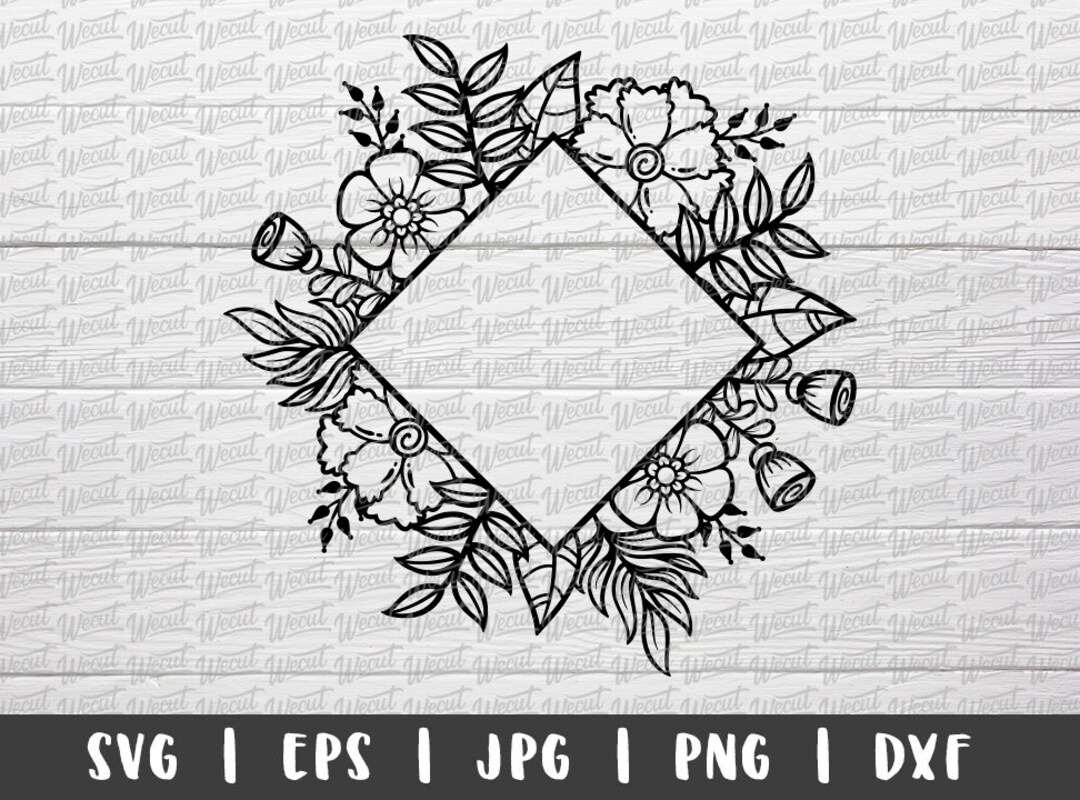 Diamond Flower Frame SVG Files for Cricut / Rose Svg / Floral - Etsy ...
