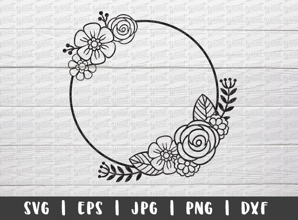 Round Flower Frame SVG Files for Cricut / Rose Svg / Wreath | Etsy