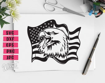 4th of July Bald Eagle SVG Files for Cricut / US Flag Svg / | Etsy