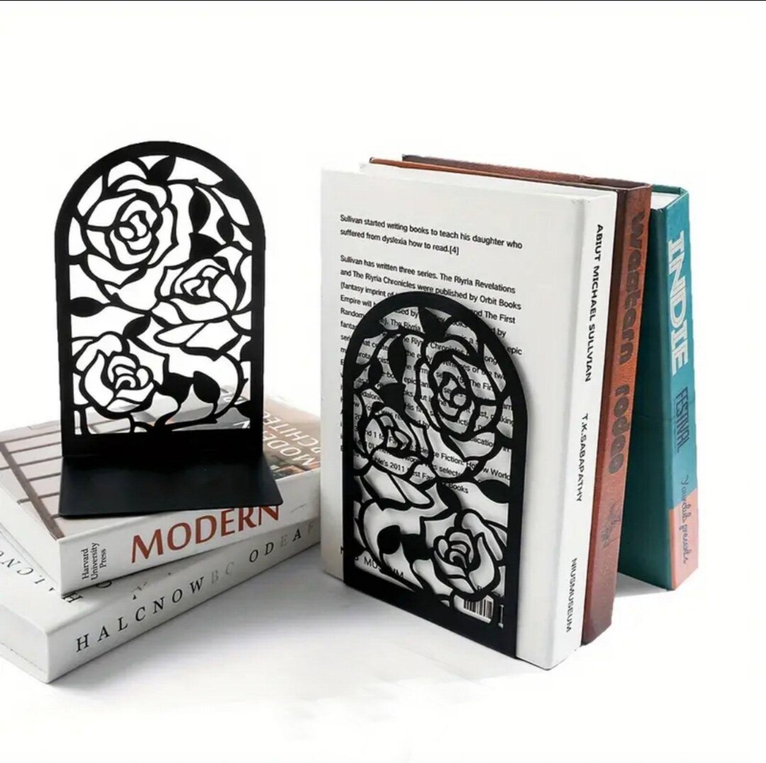 1 Piece Metal Bookend, Custom Design Bookshelf Decor, Book Stand, Noir ...