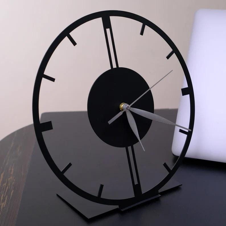 Tabletop Classic Metal Slient Clock, Diameter 9.8 Inches/25 Cm Unique ...