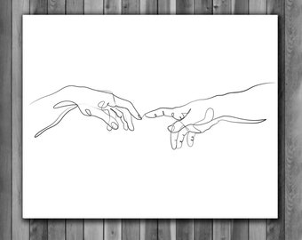 Creation of Adam Line Art - Etsy