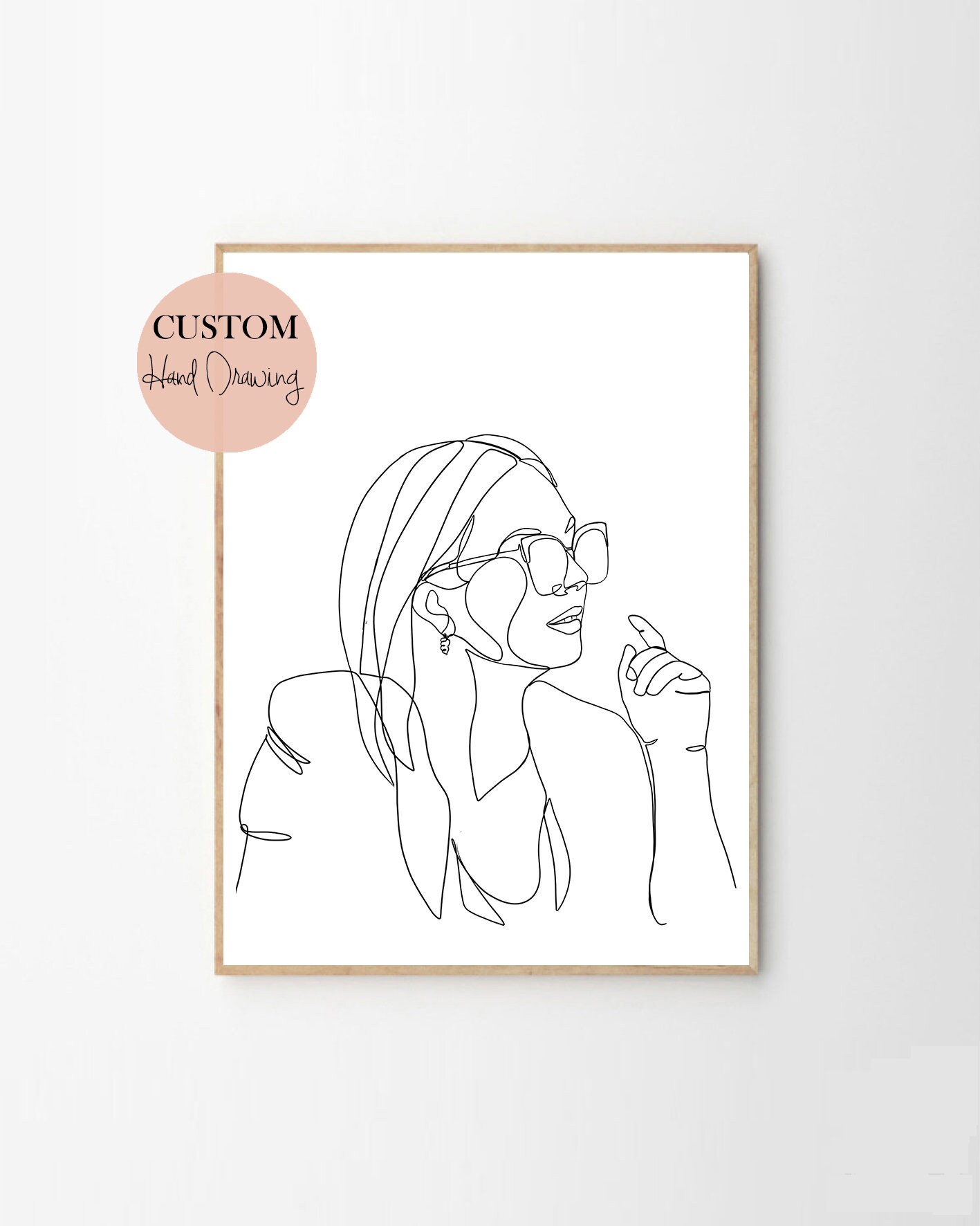 One line portrait individual 1 person custom line art | Etsy