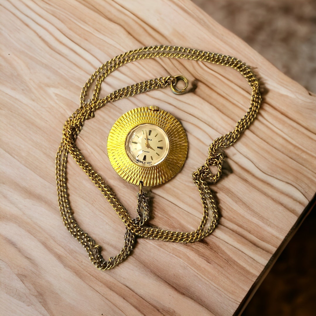 Soviet Original Mechanical USSR Gilded Watch Pendant CHAIKA 17 Jewels ...