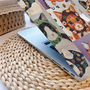 Art Cat Cartoon Collage Hard Protective MacBook Case Cute Laptop Cover ...
