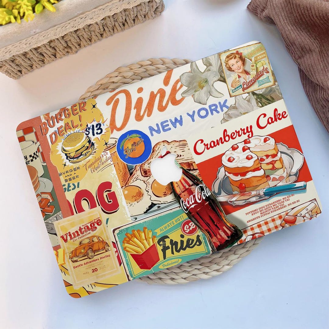 Artistic Collage Food Hard Laptop Case for MacBook Air 11 Air 13/15 M1 ...