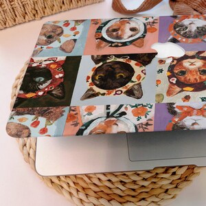 Art Cat Cartoon Collage Hard Protective MacBook Case Cute Laptop Cover ...