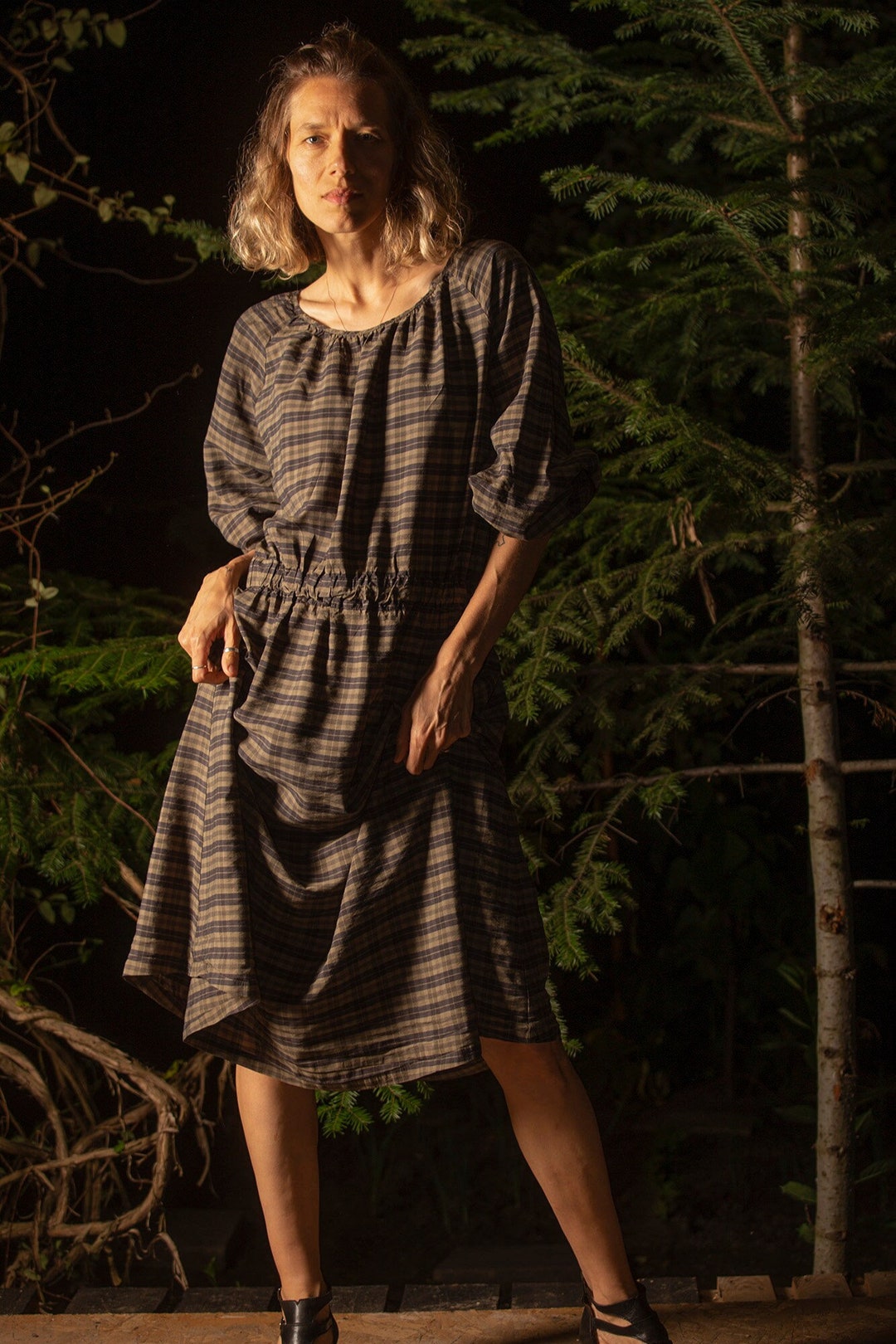 Vintage Dress Made in Finland/ 80s Casual Open Back Dress/size L-xl ...