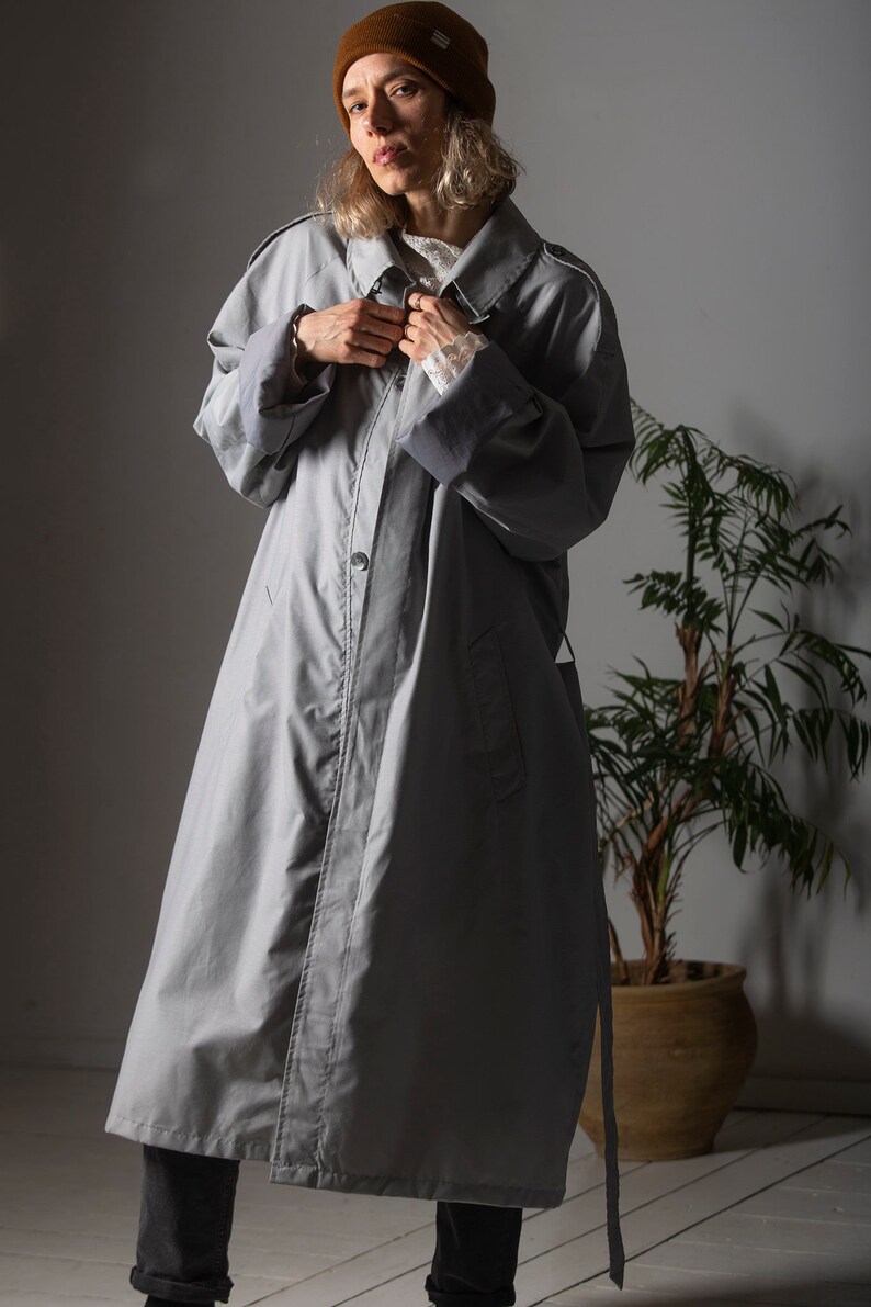 REPORTER Large Insulated Coat 90s Trench / Gray Oversize - Etsy