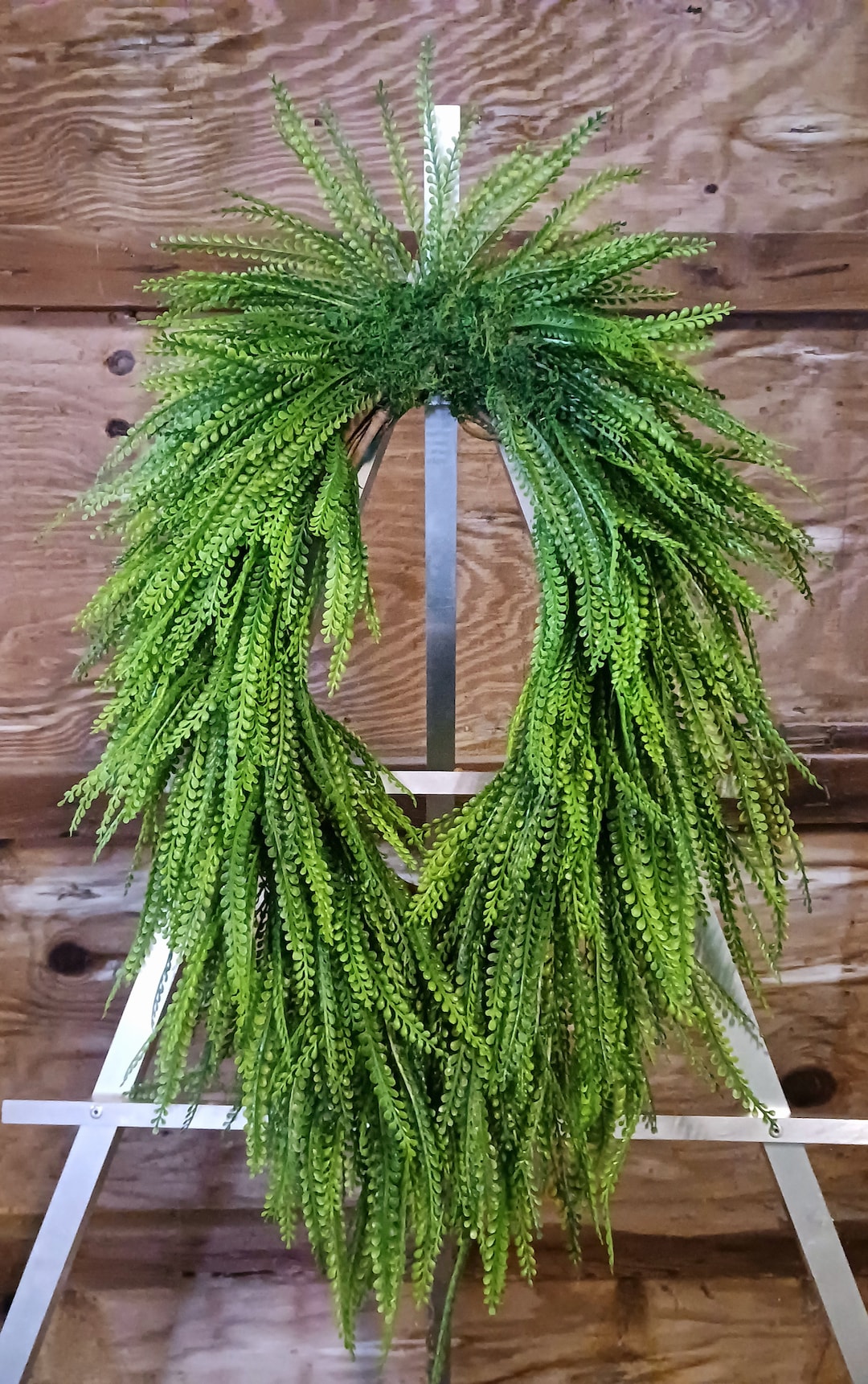 All Year Round Wreath, Bead Grass Wreath, Button Fern Wreath, Greenery ...