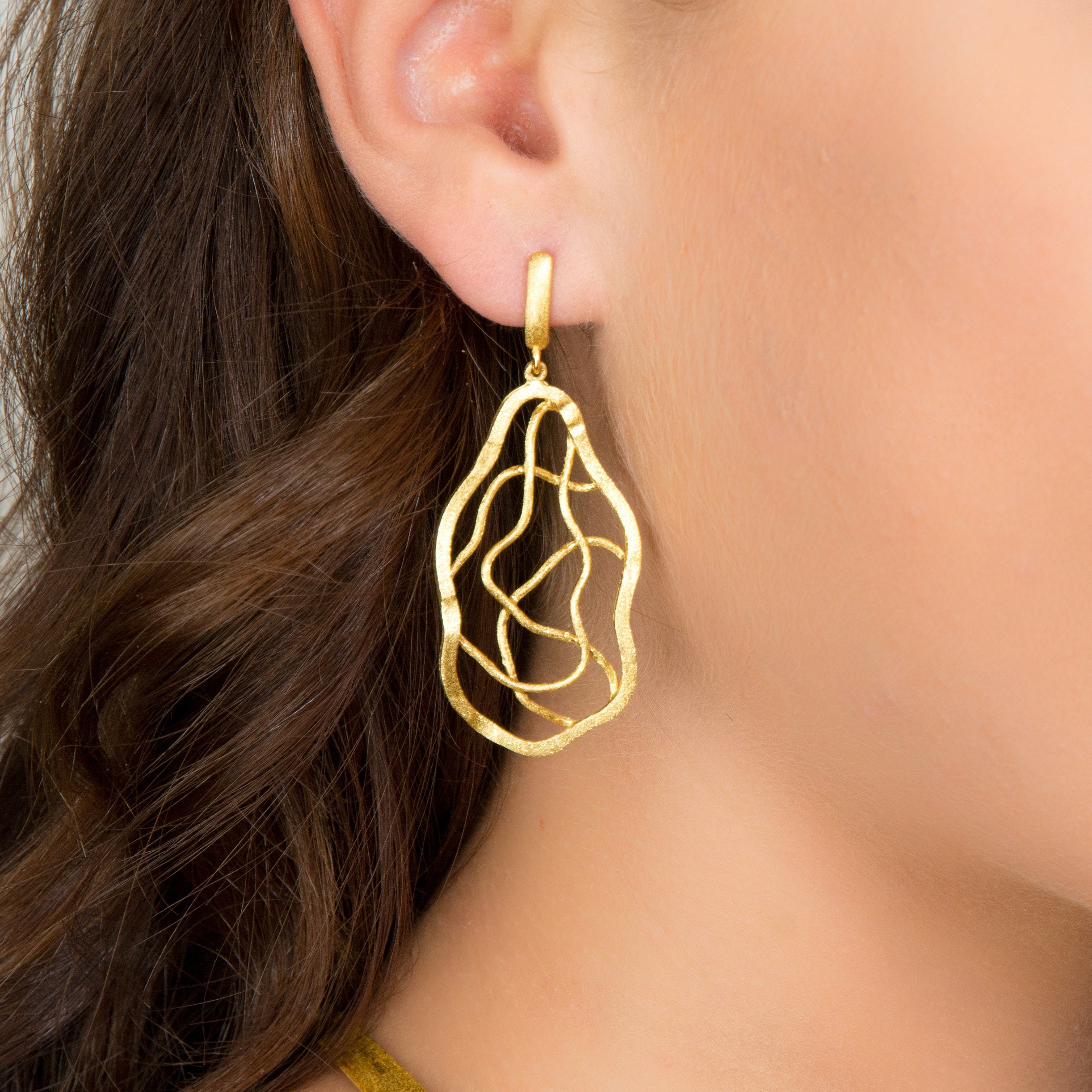 Pendientes de oro largos diseño noble llamativo plata 925 | Etsy