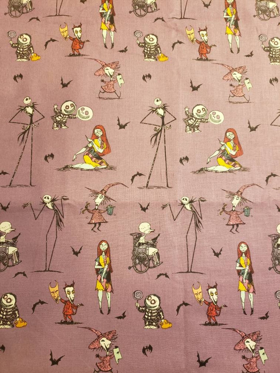 Nightmare Before Christmas Purple 100% Cotton Fabric Fat Quarter - Half ...
