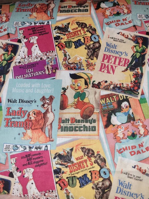 Classic Vintage Style Disney Posters 100% Cotton Fabric - Etsy