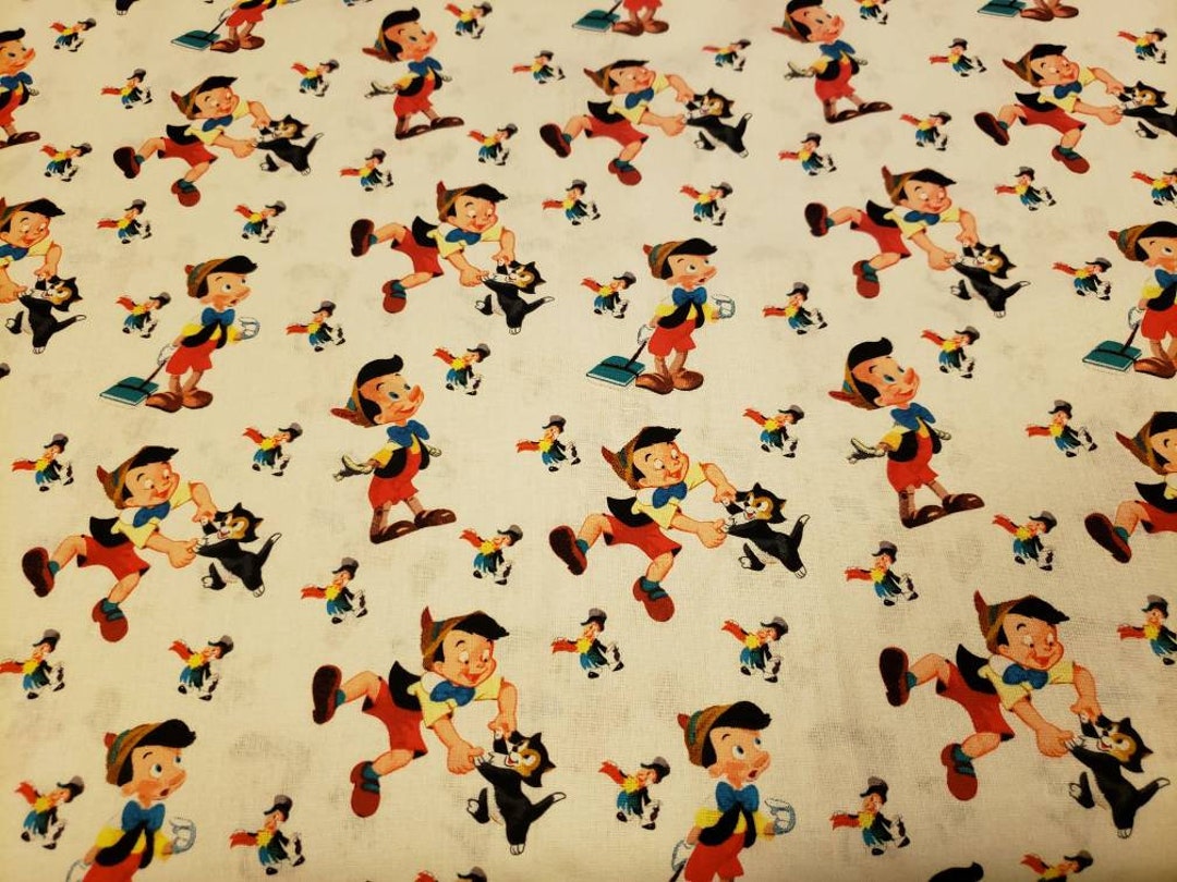 Pinocchio 100 Cotton Fabric Fat Quarter Half Yard Full Yard Etsy