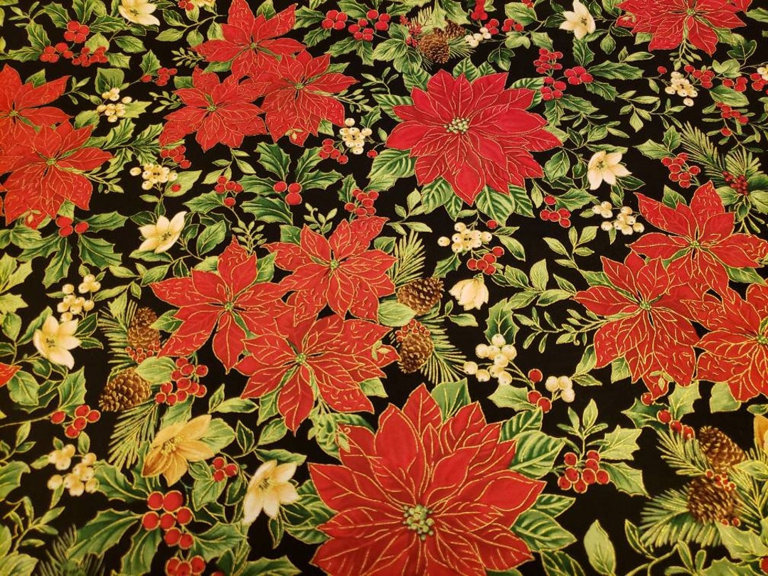 Poinsettia 100% Cotton Fabric Fat Quarter - Etsy