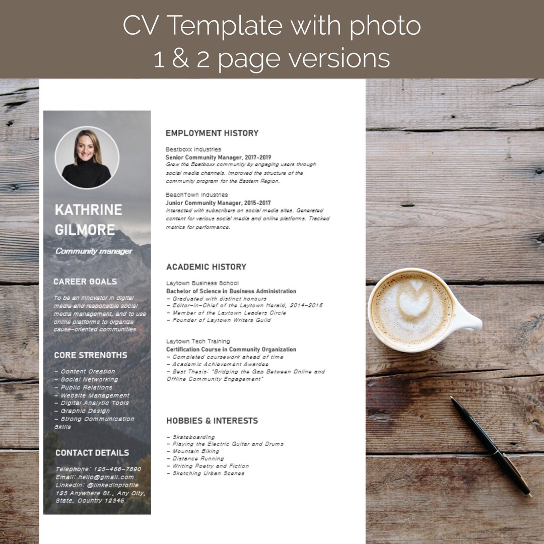 Professional Resume Template 1 Page CV 2 Pages Resume for Office Job CV ...