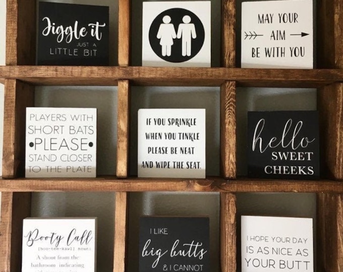 Bathroom Signs, Mini, Funny, Cute, Bathroom Decor, Shelf Decor ...