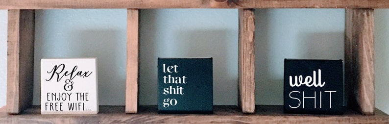 Bathroom Signs, Mini, Funny, Cute, Bathroom Decor, Shelf Decor ...