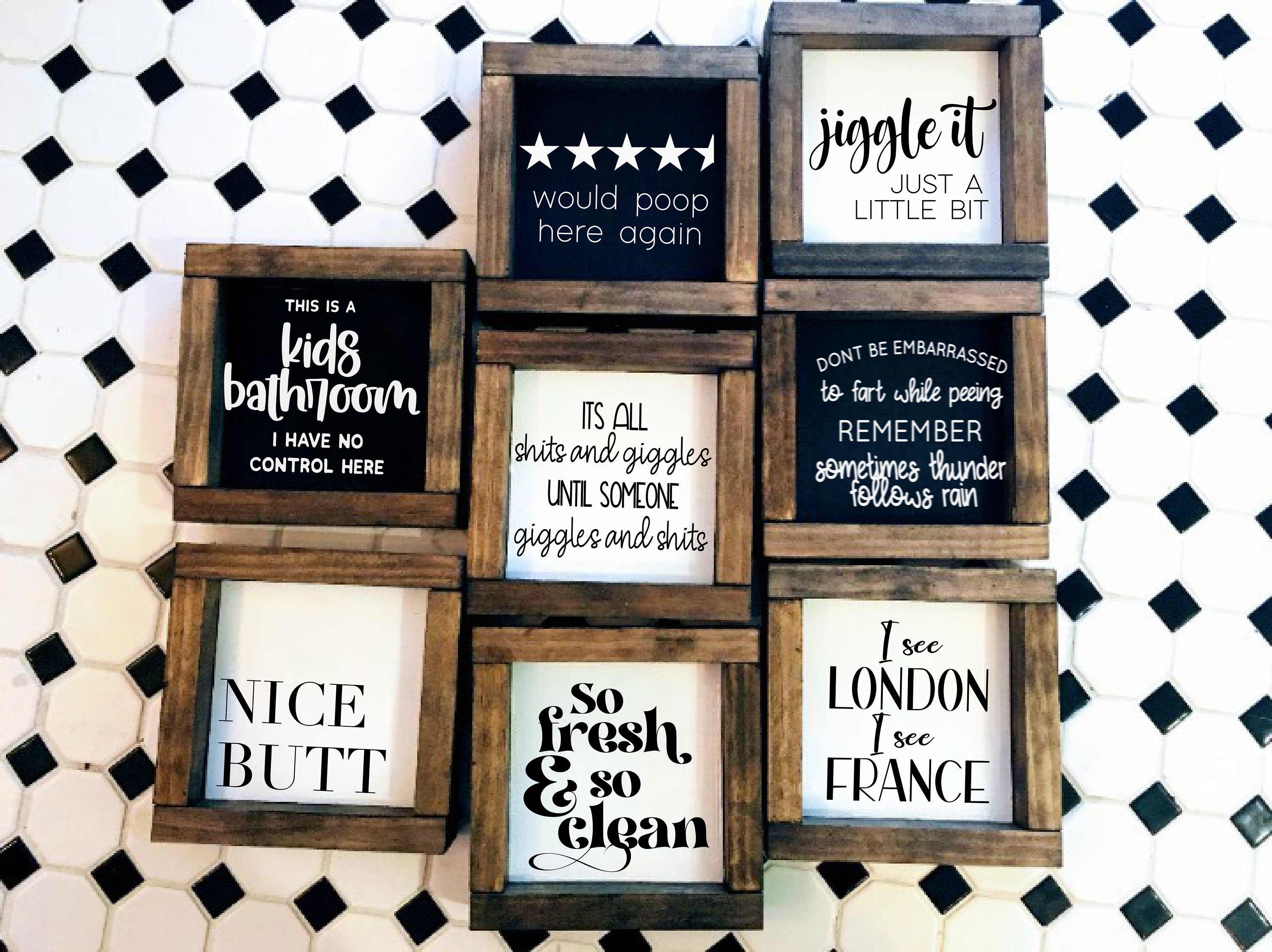 Bathroom Signs, Mini, Framed, Funny, Cute, Bathroom Decor, Shelf, Gift ...