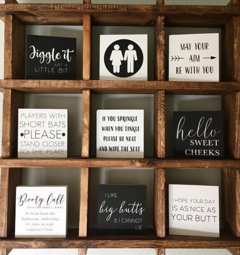Bathroom Signs, Mini, Funny, Cute, Bathroom Decor, Shelf Decor ...