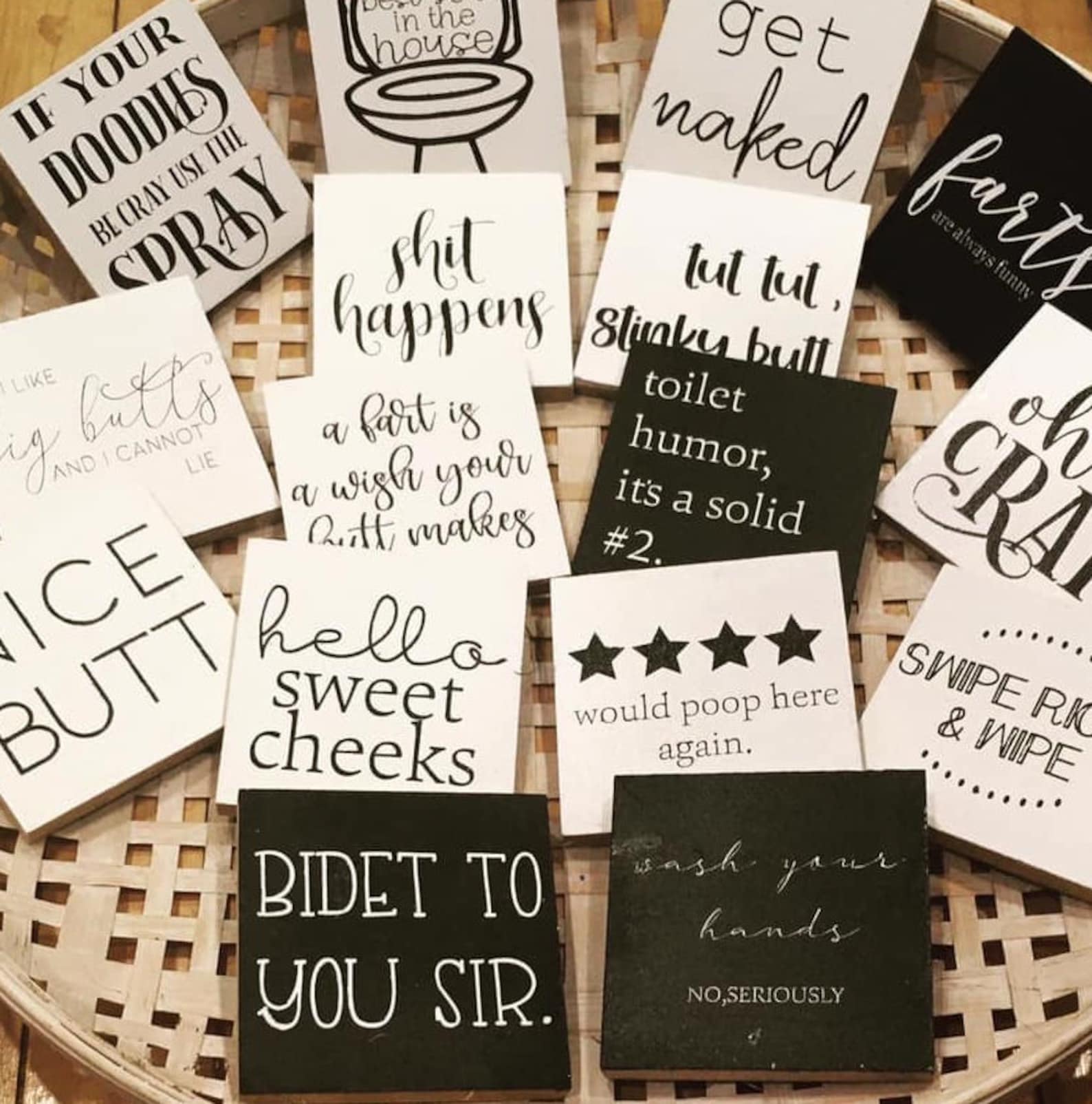 Bathroom Signs, Mini, Funny, Cute, Bathroom Decor, Shelf Decor ...