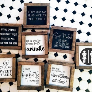 Bathroom Signs Mini Framed Funny Cute Bathroom Decor - Etsy