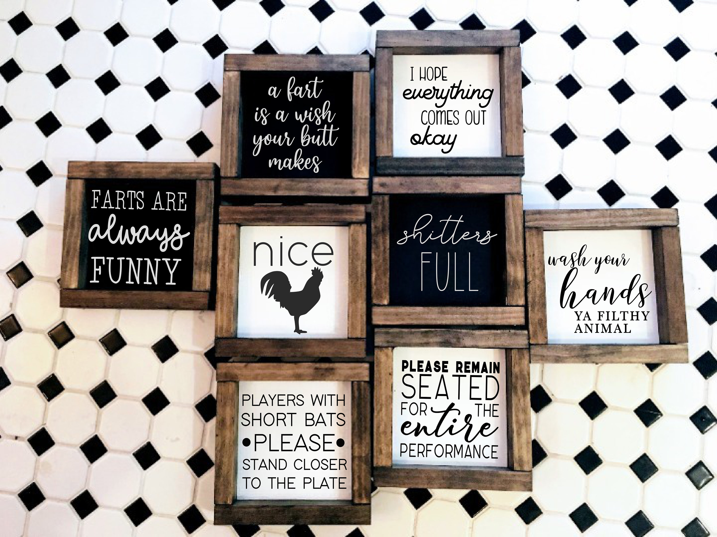 Bathroom Signs Mini Framed Funny Cute Bathroom Decor - Etsy