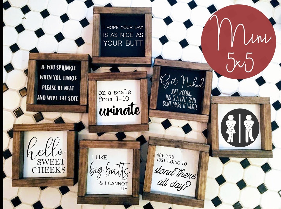 Bathroom Signs, Mini, Framed, Funny, Cute, Bathroom Decor, Shelf, Gift ...