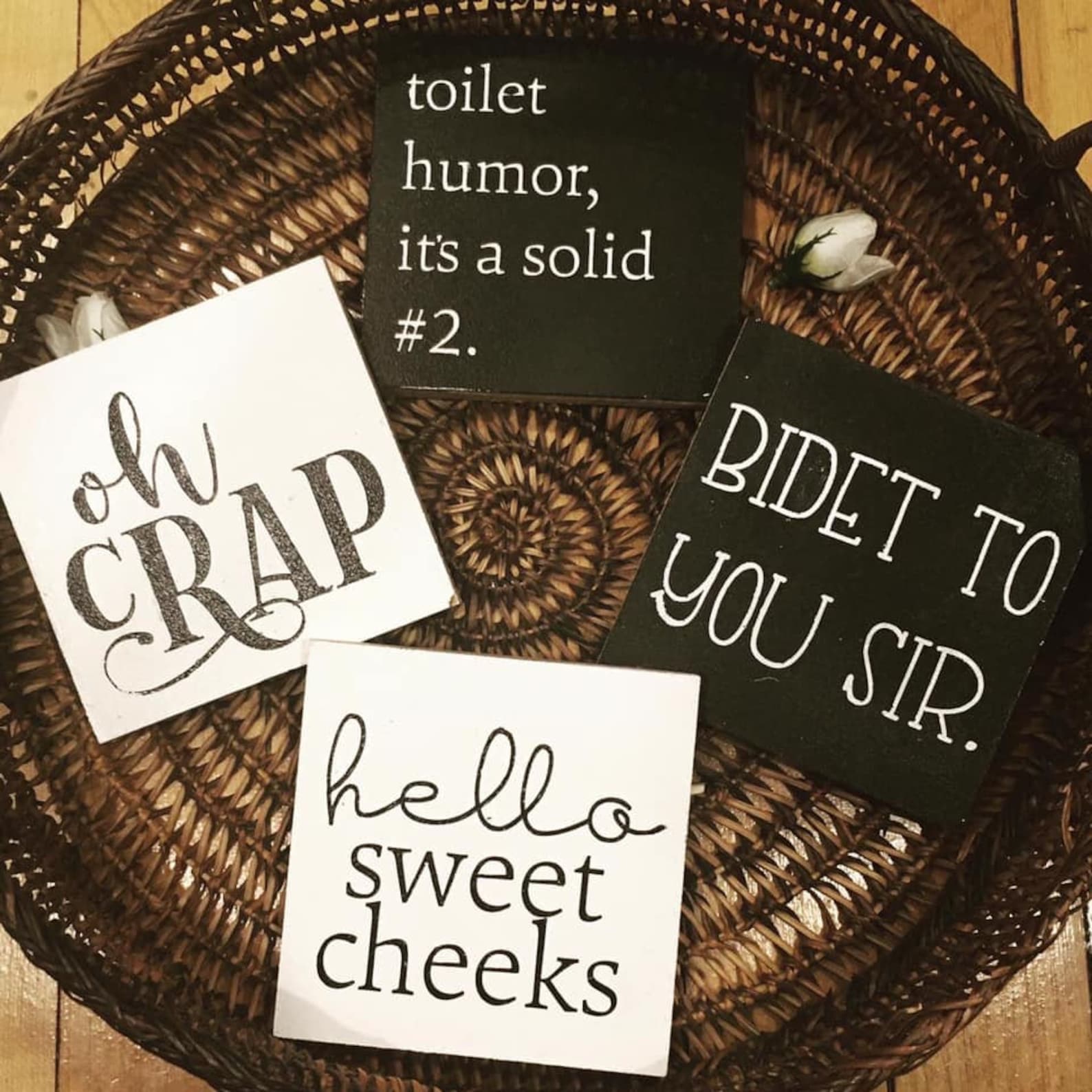 Bathroom Signs, Mini, Funny, Cute, Bathroom Decor, Shelf Decor ...