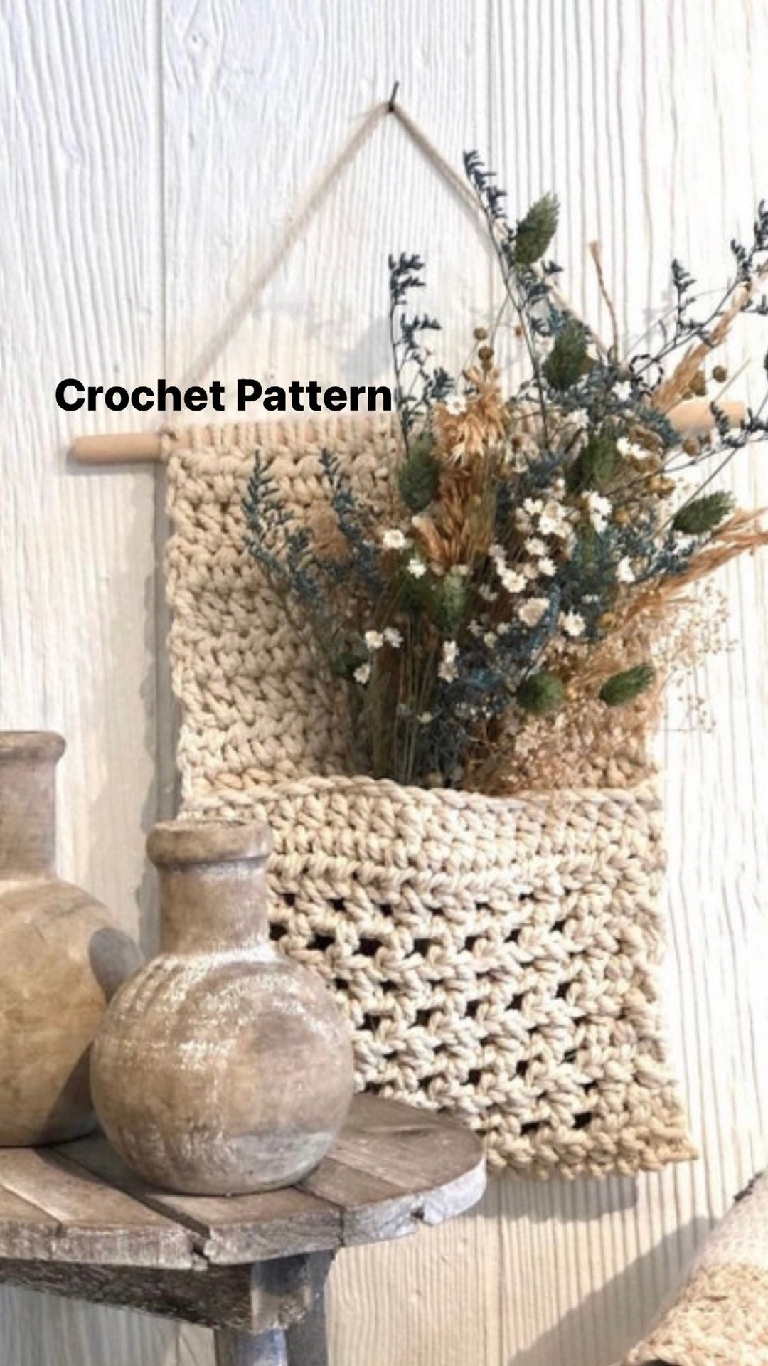 Crochet Wall Pocket, Crochet Wall Pocket Pattern, Wall Pocket, Wall ...