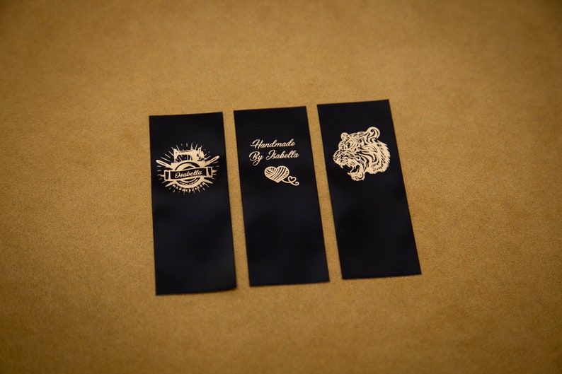 100 X Black Satin Custom Sewing Labels. Beautiful Knitting | Etsy