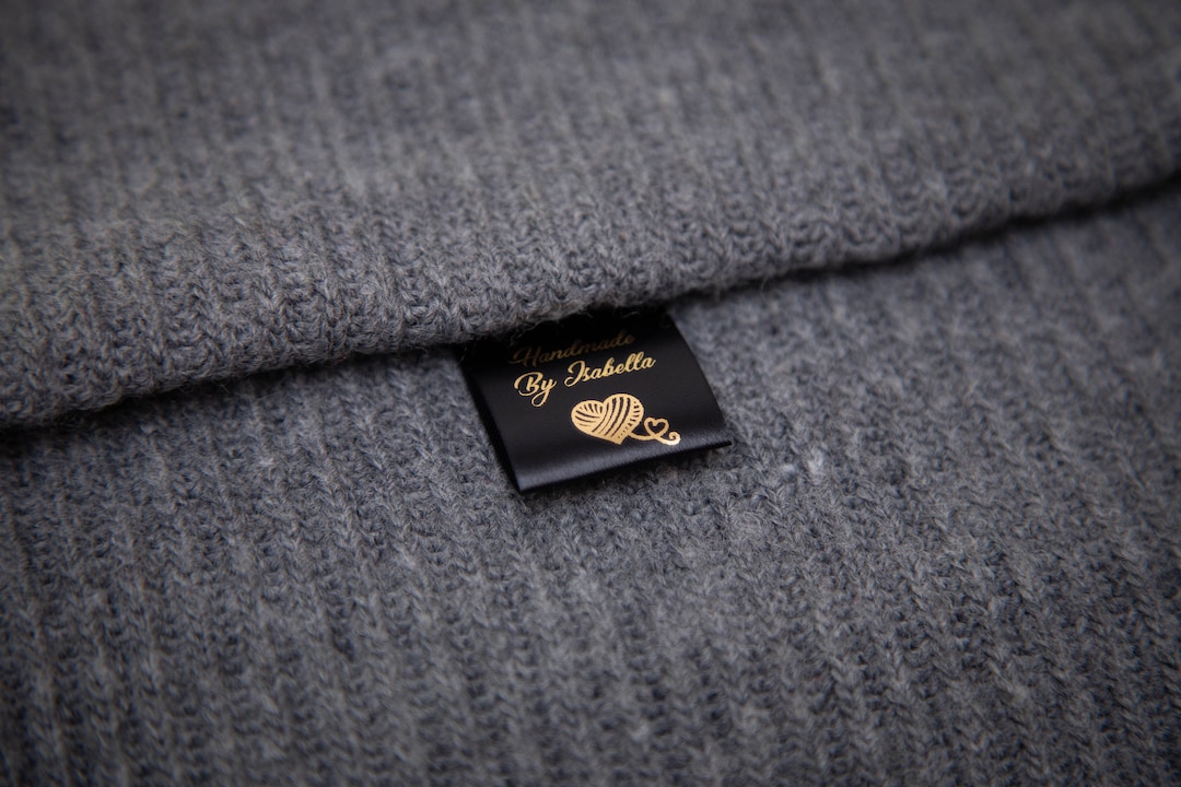 100 Black Satin Custom Sewing Labels. Beautiful Knitting Labels ...