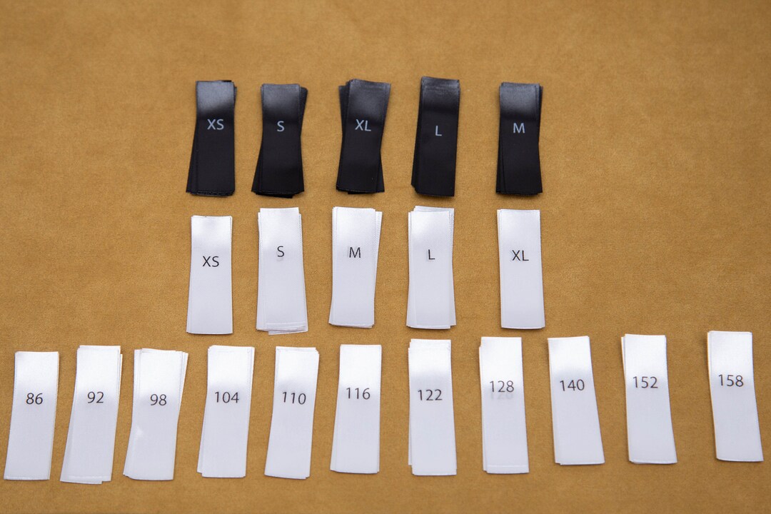 20 X Satin Size Tags. Sewing Size Labels. Beautiful Knitting Labels ...