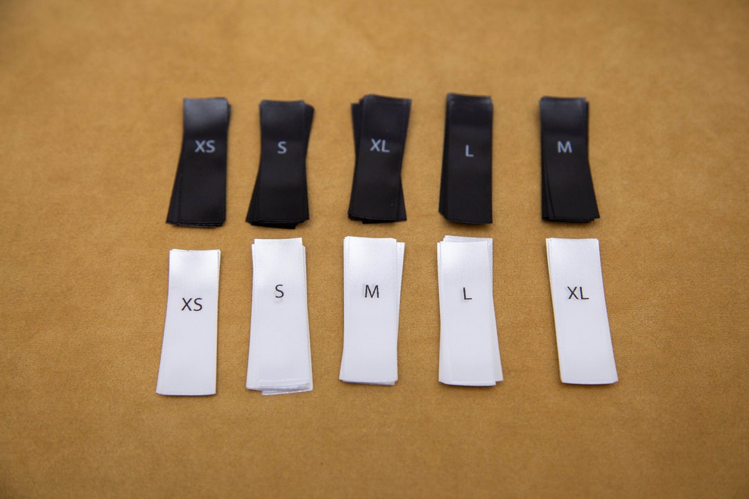 Satin Size Tags. Sewing Size Labels. Beautiful Knitting Labels, Product ...