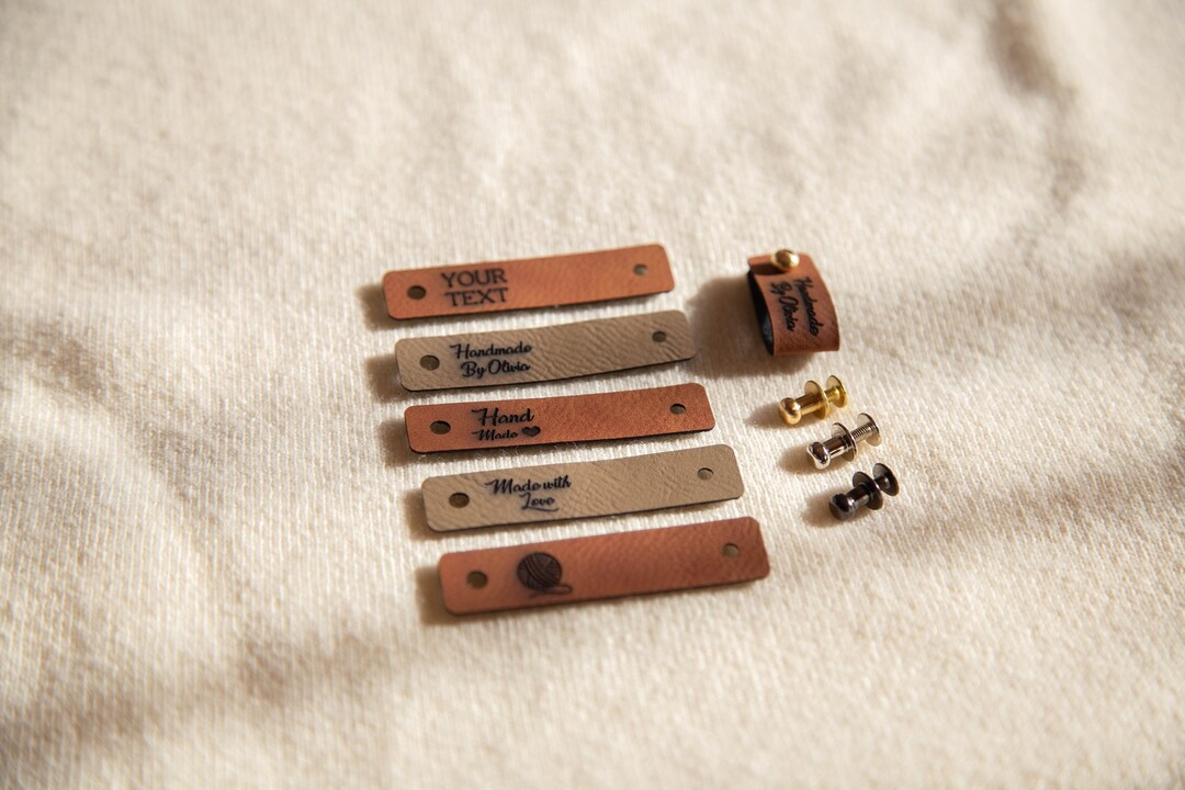 Custom Faux Leather Rivet Labels: Knitting Tags, Product Tags - Etsy