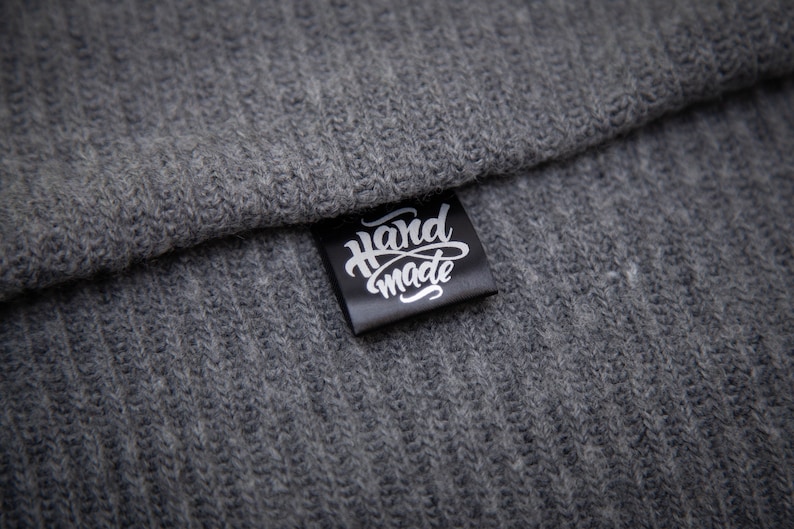 100 X Black Satin Custom Sewing Labels. Beautiful Knitting | Etsy