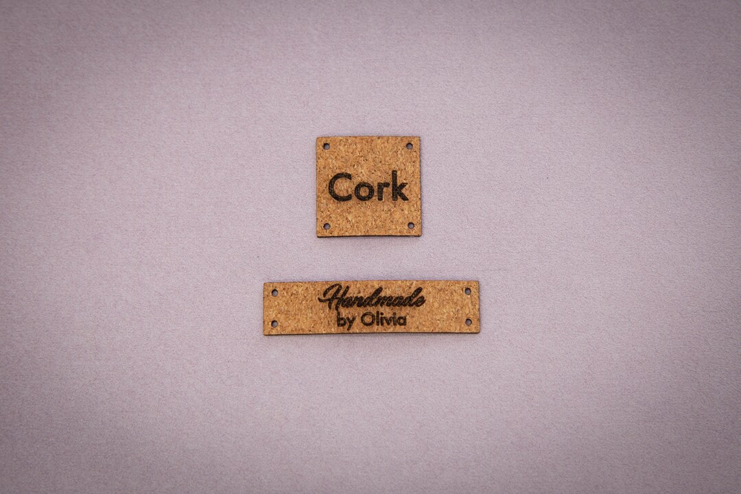 Custom Cork Sewing Labels. Vegan Faux Leather Knitting Labels, Product ...