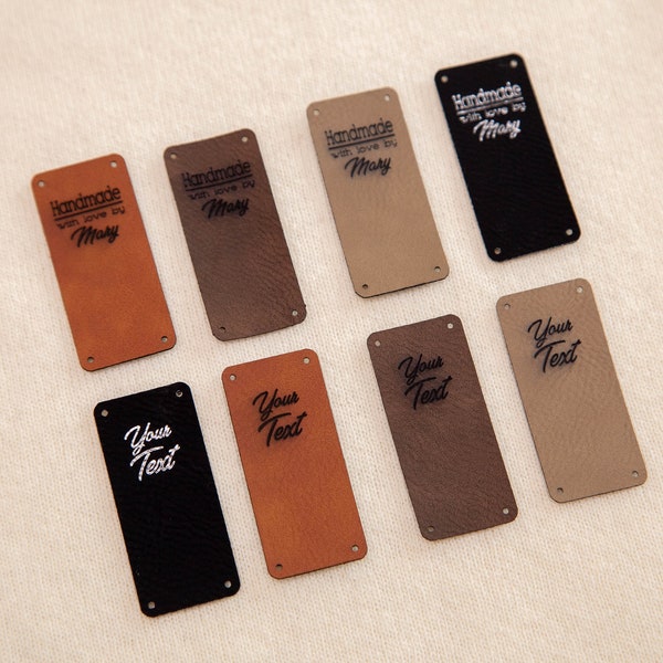 Faux Leather Labels. Personalised Vegan Labels. Knitting Labels ...