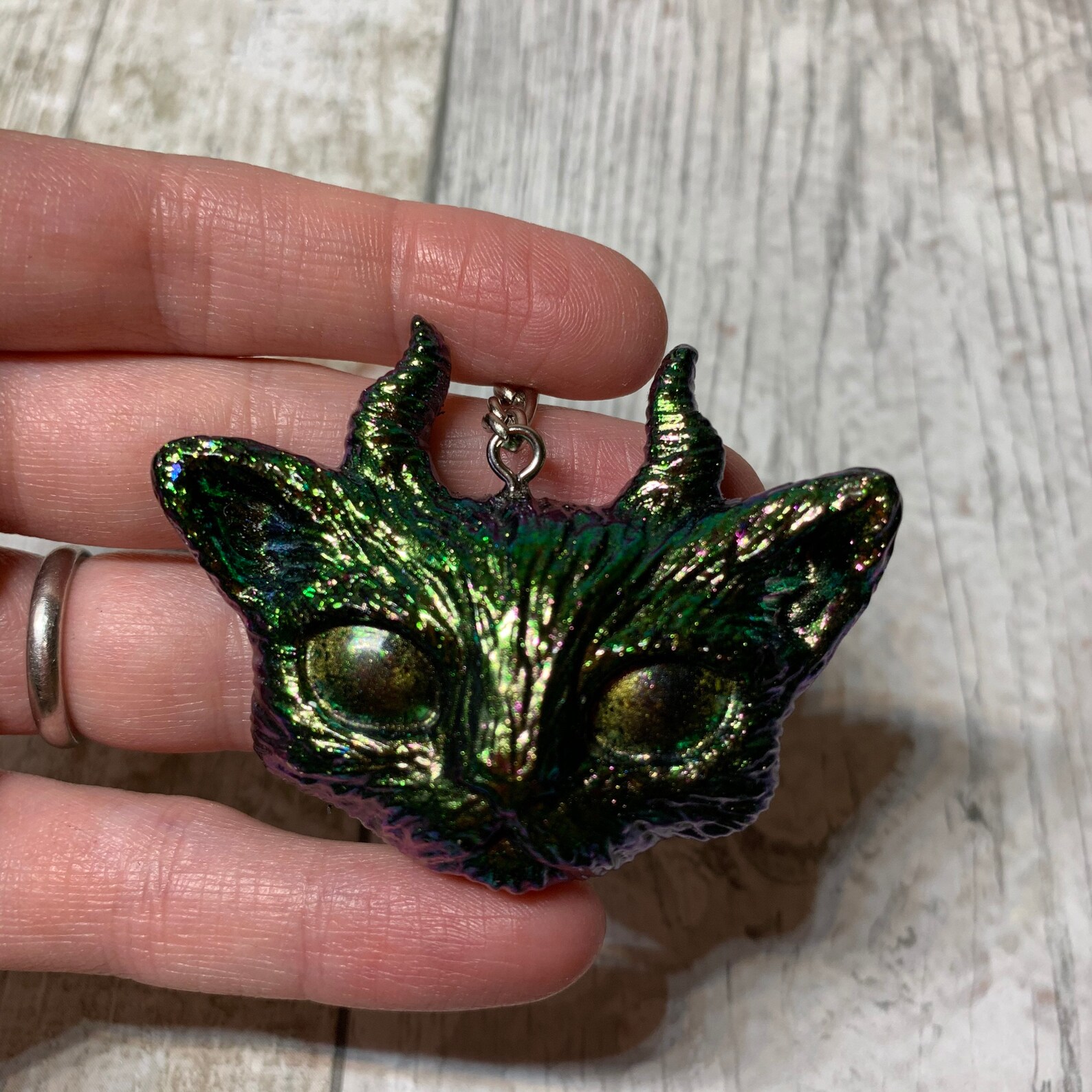 Horned Demon Cat Keychain - Etsy