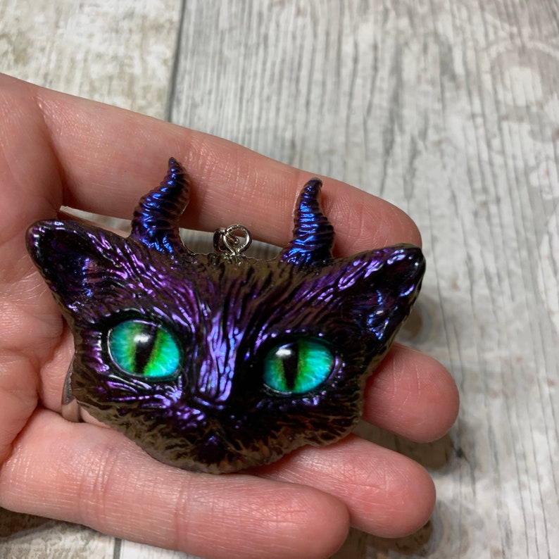 Horned Demon Cat Keychain - Etsy
