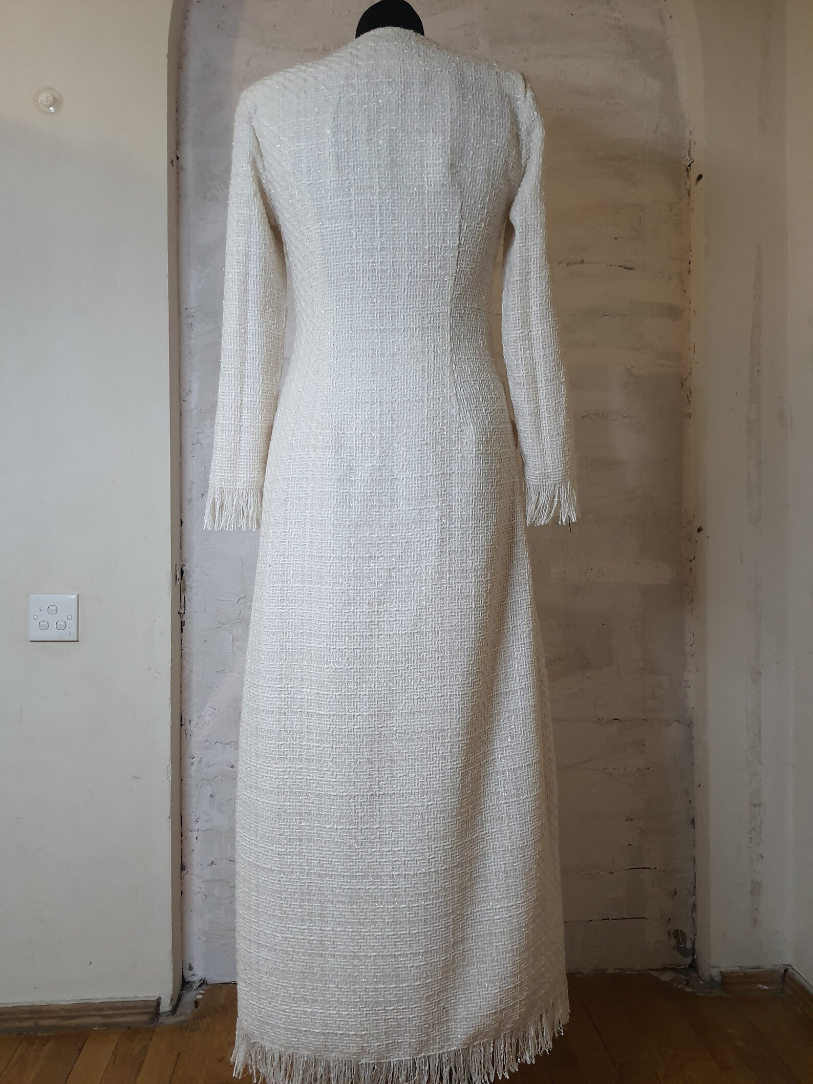 Tweed Dress, Beige Tweed Dress, Tweed Dress, Maxi Dress, Tweed Maxi ...