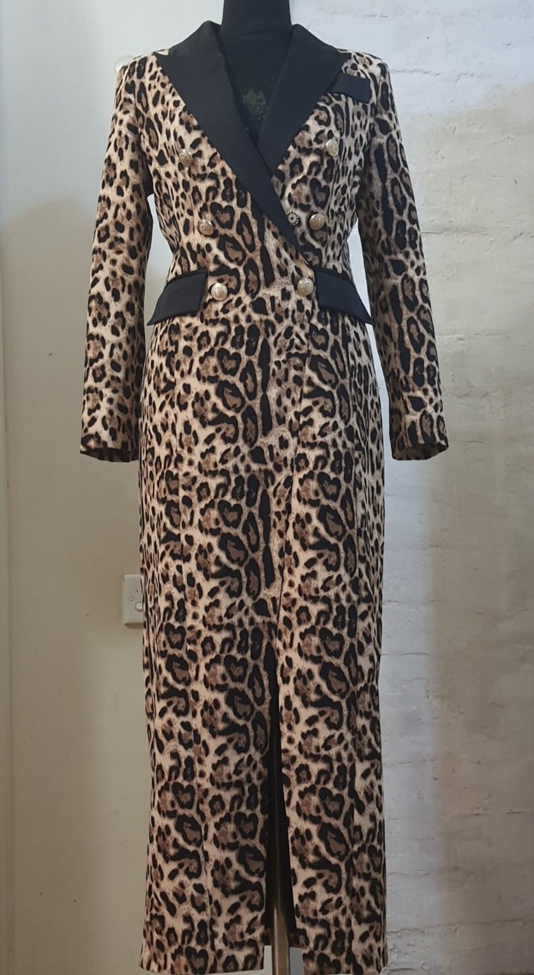 Tuxedo Dress Leopard Jacket Dress, Leopard Dress, Jacket Dress, Maxi ...