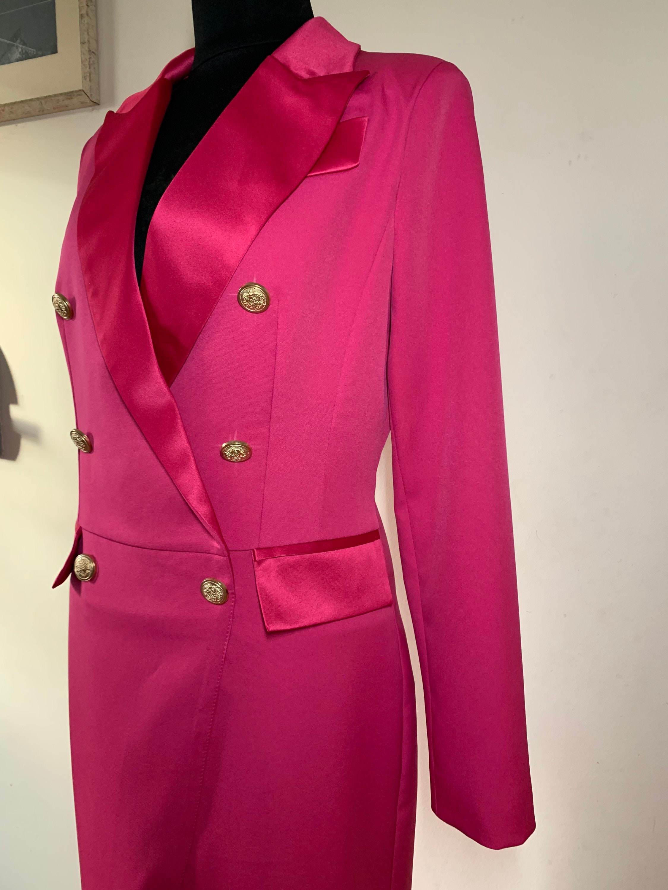 Tuxedo Hot Pink Dress Pink Jacket Dress Tuxedo Jacket Dress - Etsy